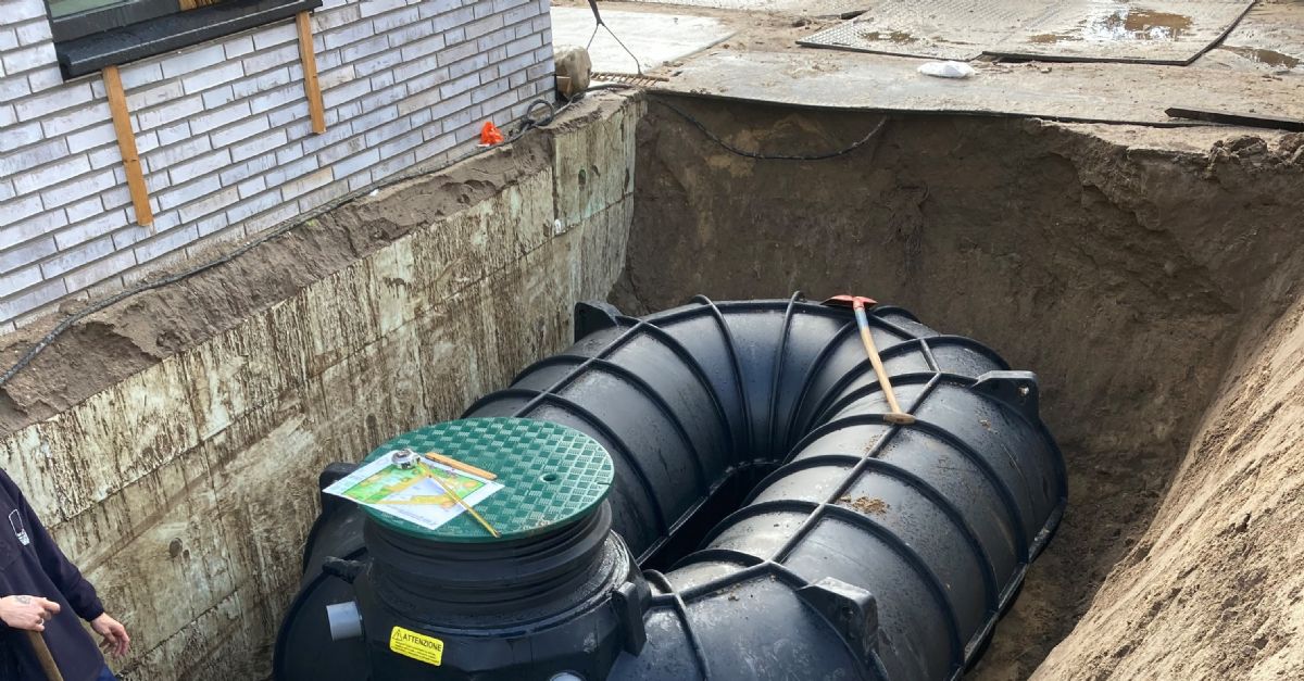 Vijfduizend liter regenwateropslag onder de grond